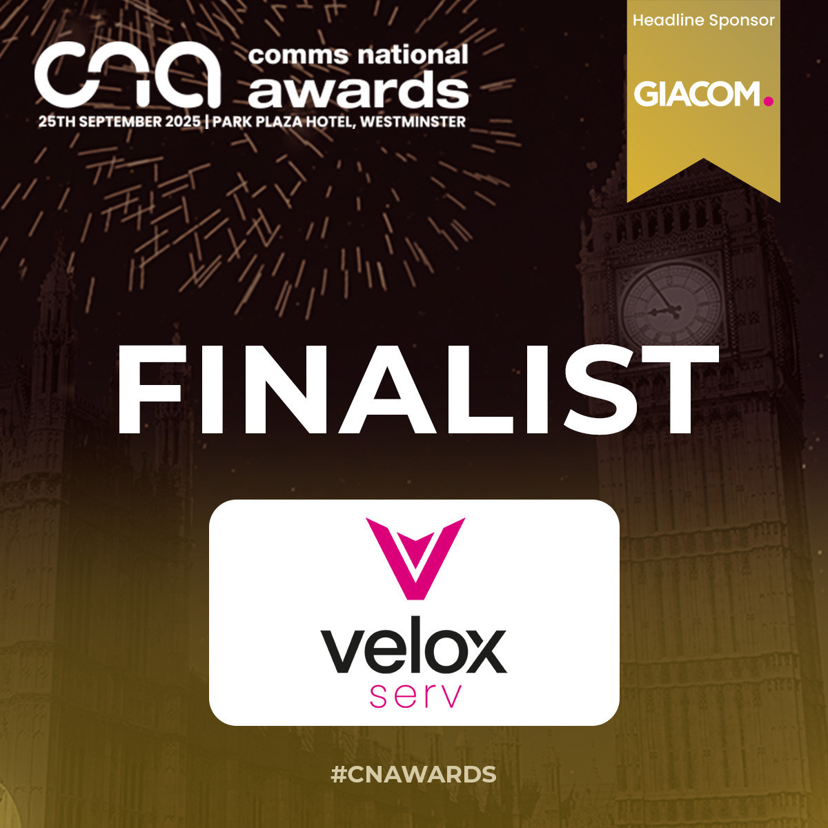 VeloxServ Finalists in Comms National Awards 2025